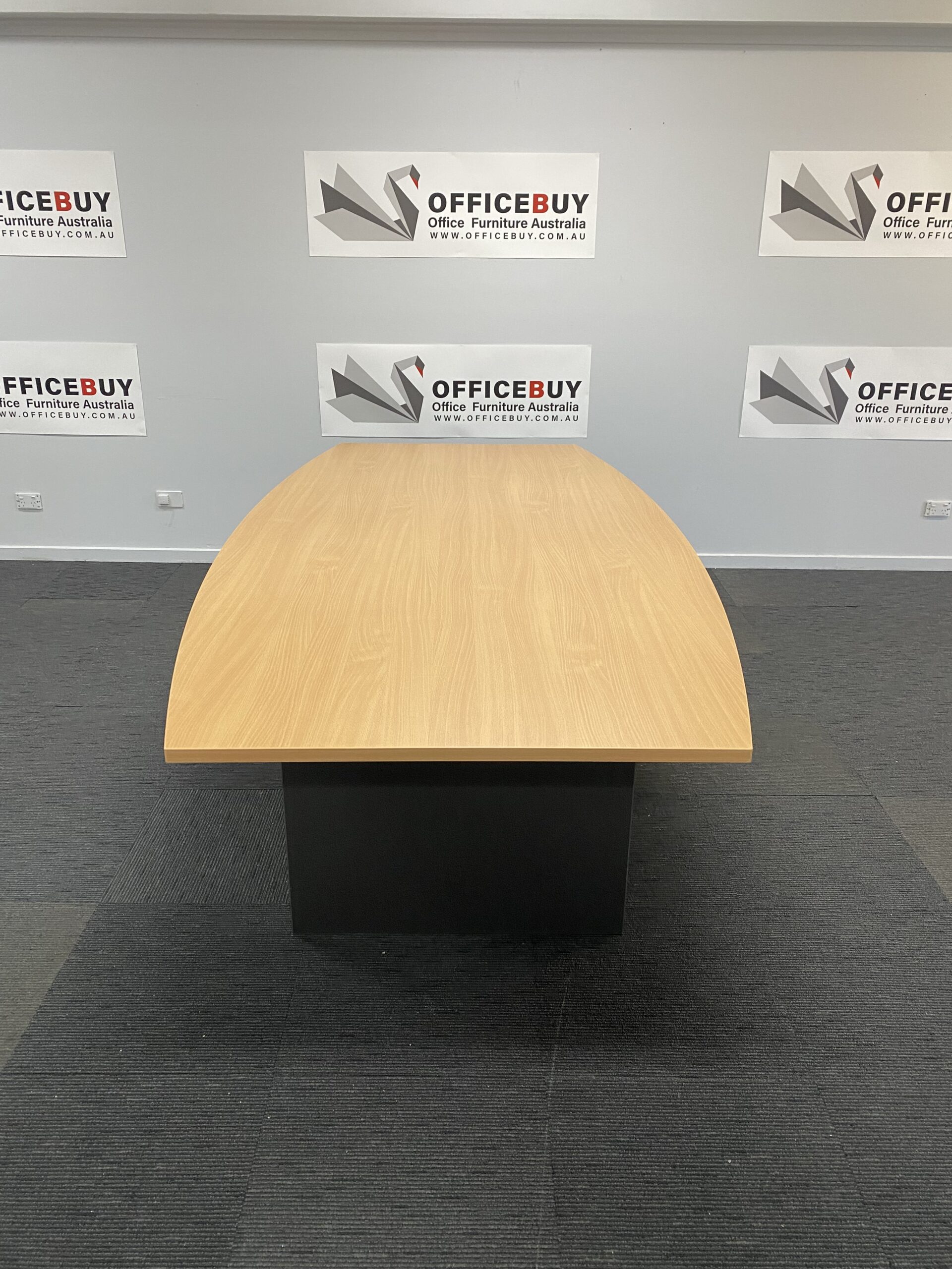 New Boardroom Table-Boat Shape- Beech and Ironstone-2400mm x 1200mm ...