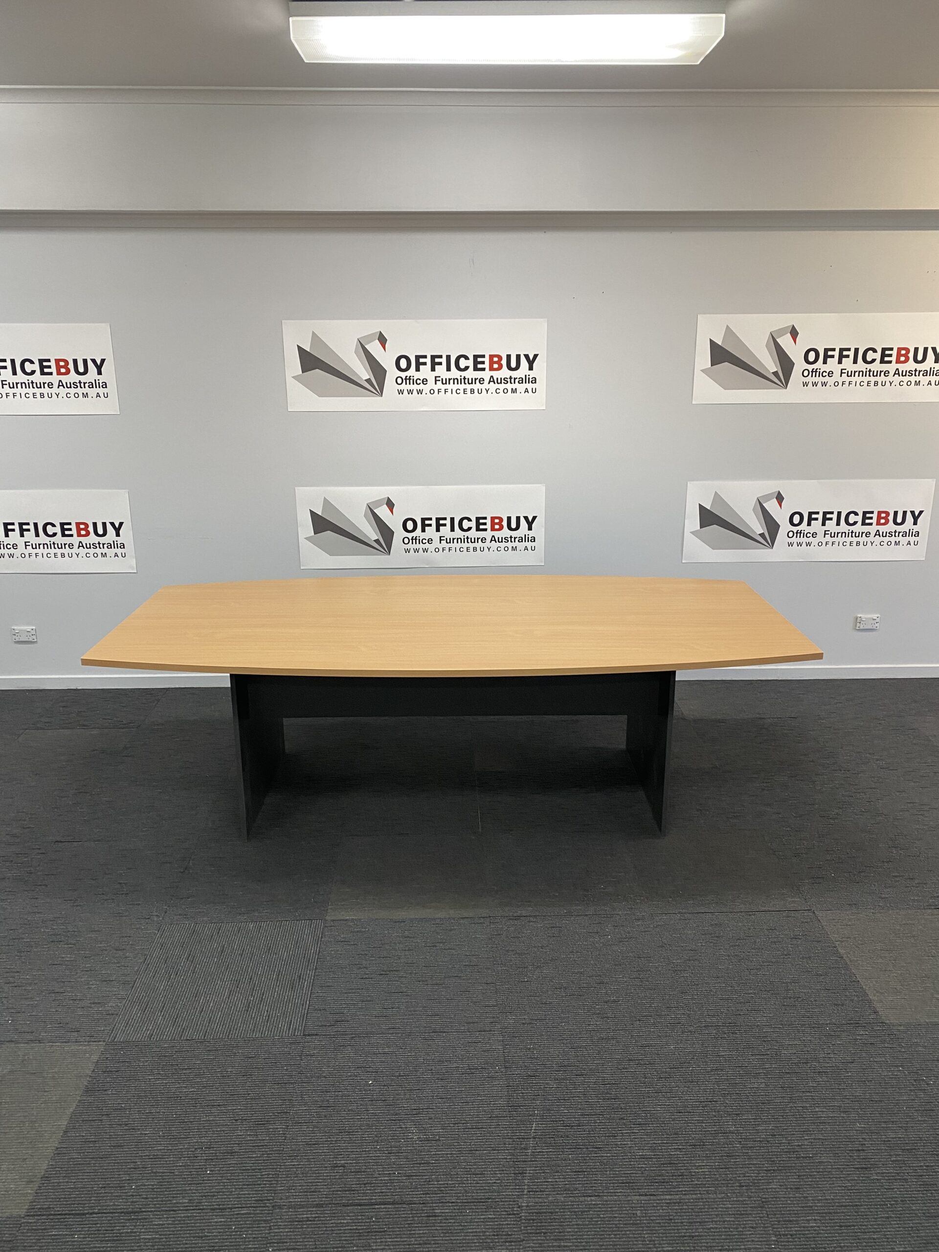 New Boardroom Table-Boat Shape- Beech and Ironstone-2400mm x 1200mm ...
