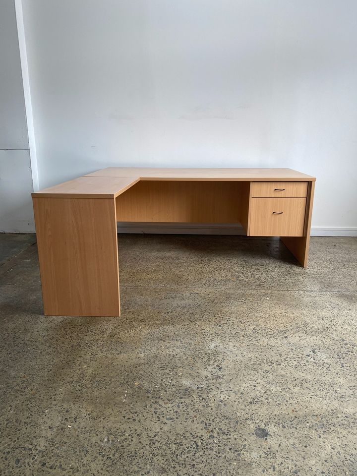 Second Hand L-Shape Desk and Reversible Return- with fixed drawer unit ...