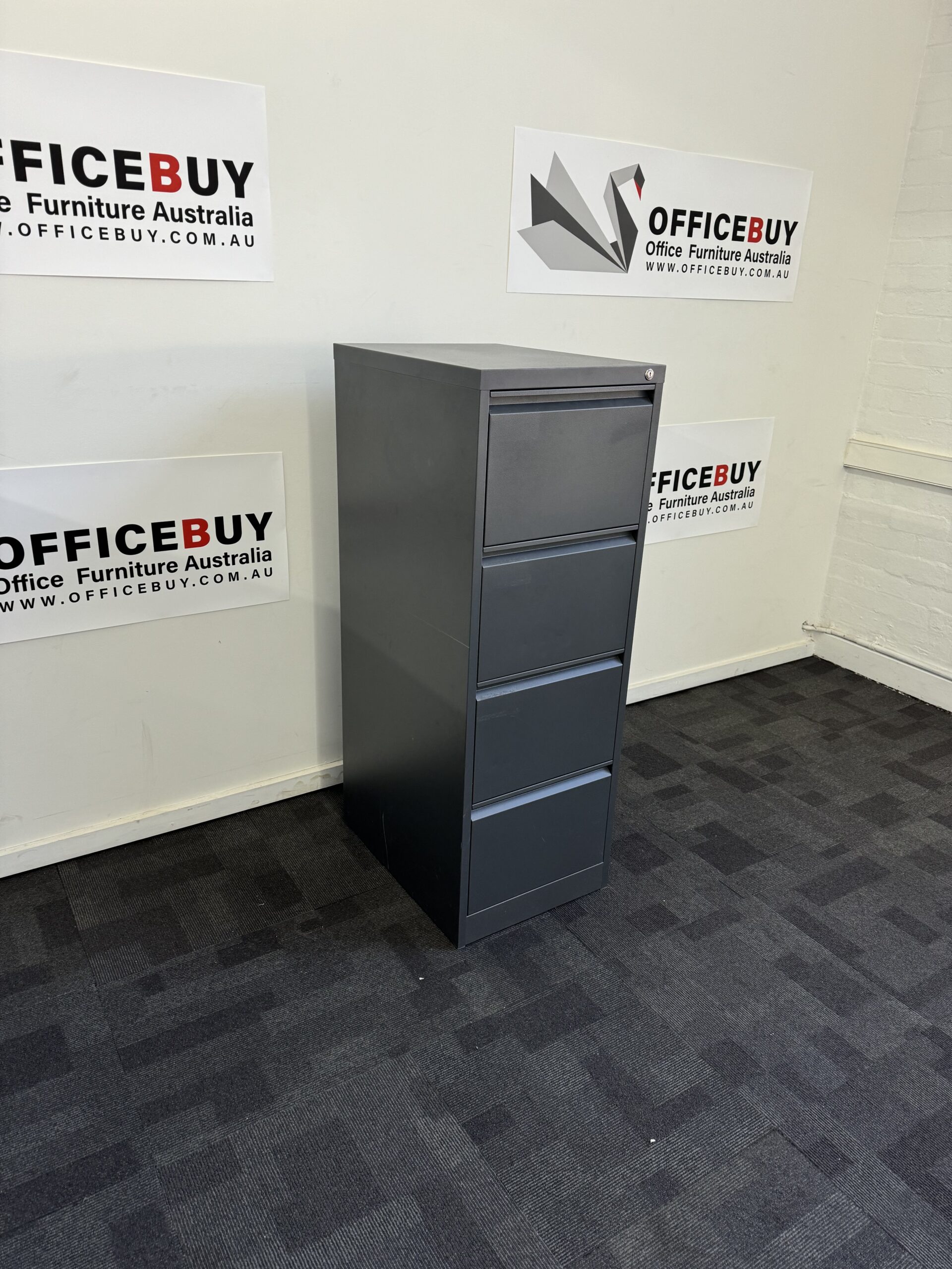 Second Hand Four Drawer Filing Cabinet-Charcoal - OfficeBuy