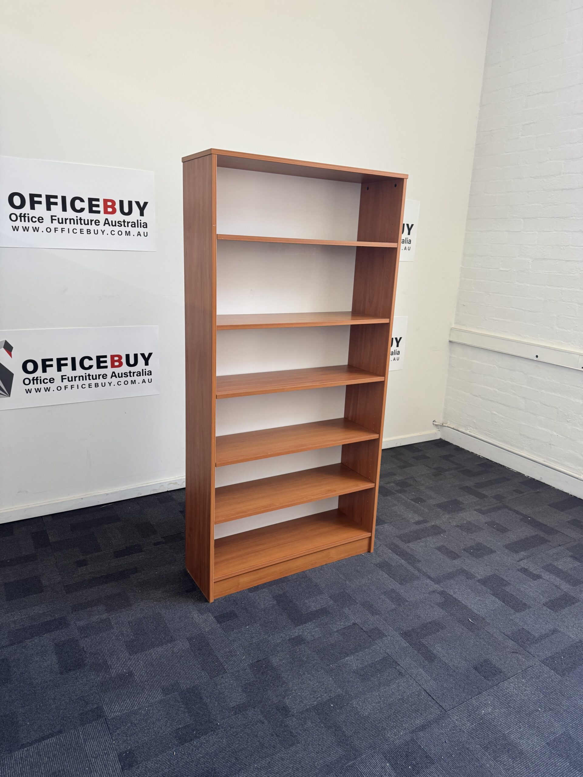 Second Hand Bookcase with Soft Back-Cherry-1800mm x 900mm - OfficeBuy