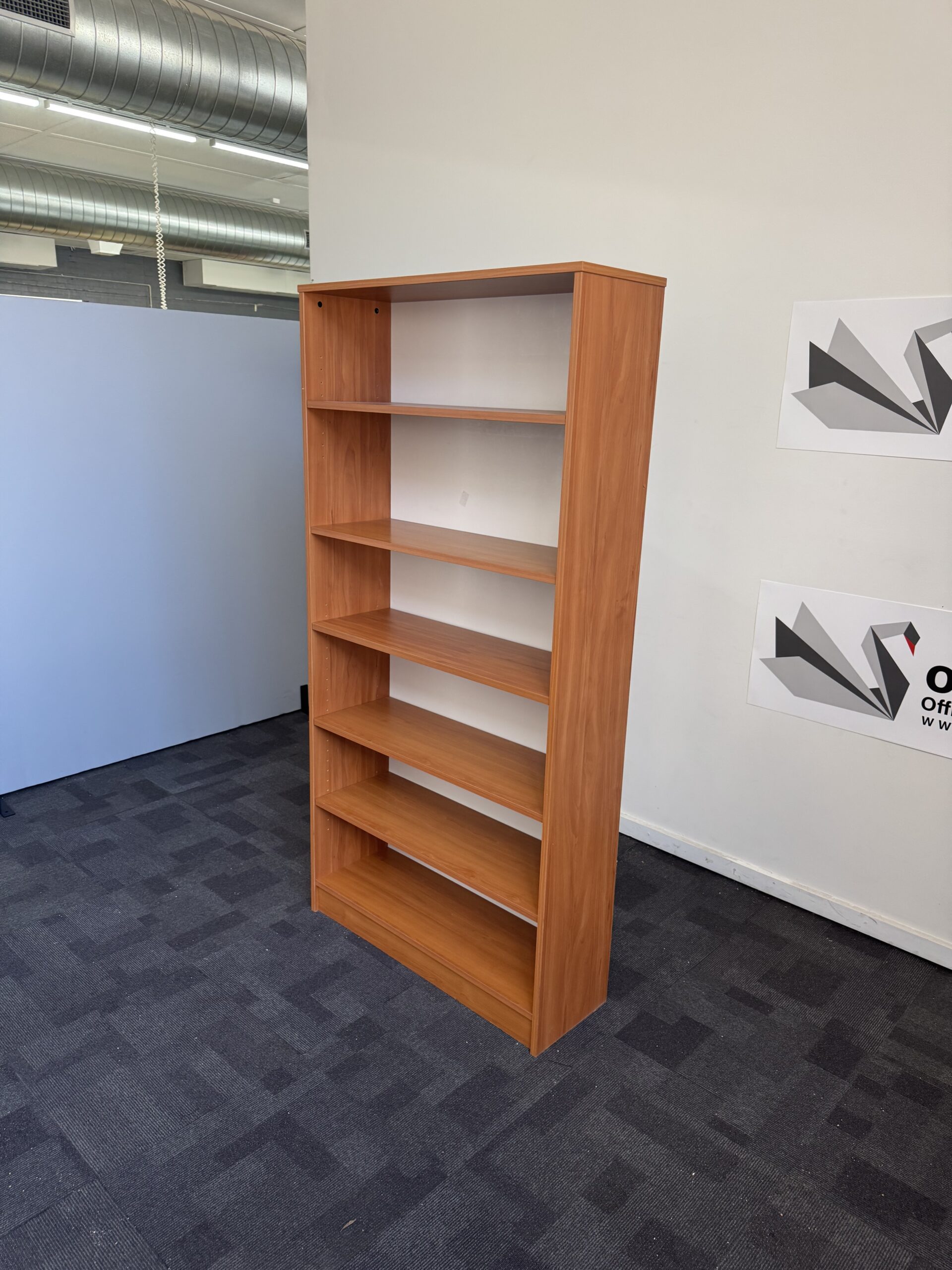 Second Hand Bookcase with Soft Back-Cherry-1800mm x 900mm - OfficeBuy