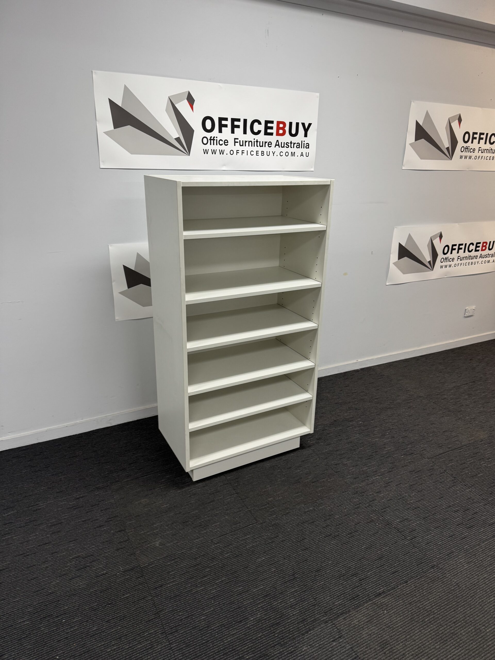 Second Hand Bookcase with Solid Back-White-1360mm high x 700mm wide ...